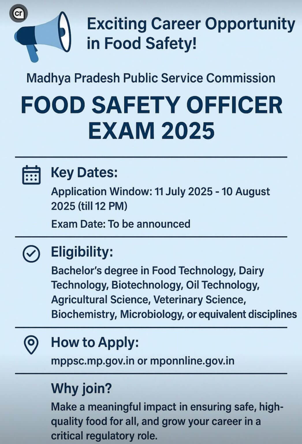 MPPSC Food Safety Officer Exam 2025: Apply Now! - Food Tech NEWS
